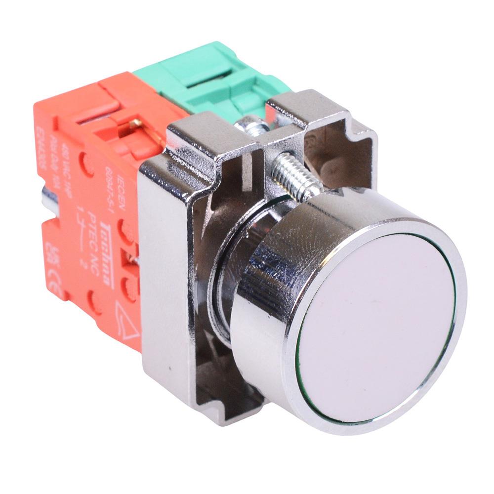 Techna PtecMetPNWhite White Flush Push Button Switch Metal 10A 1NO-1NC ...