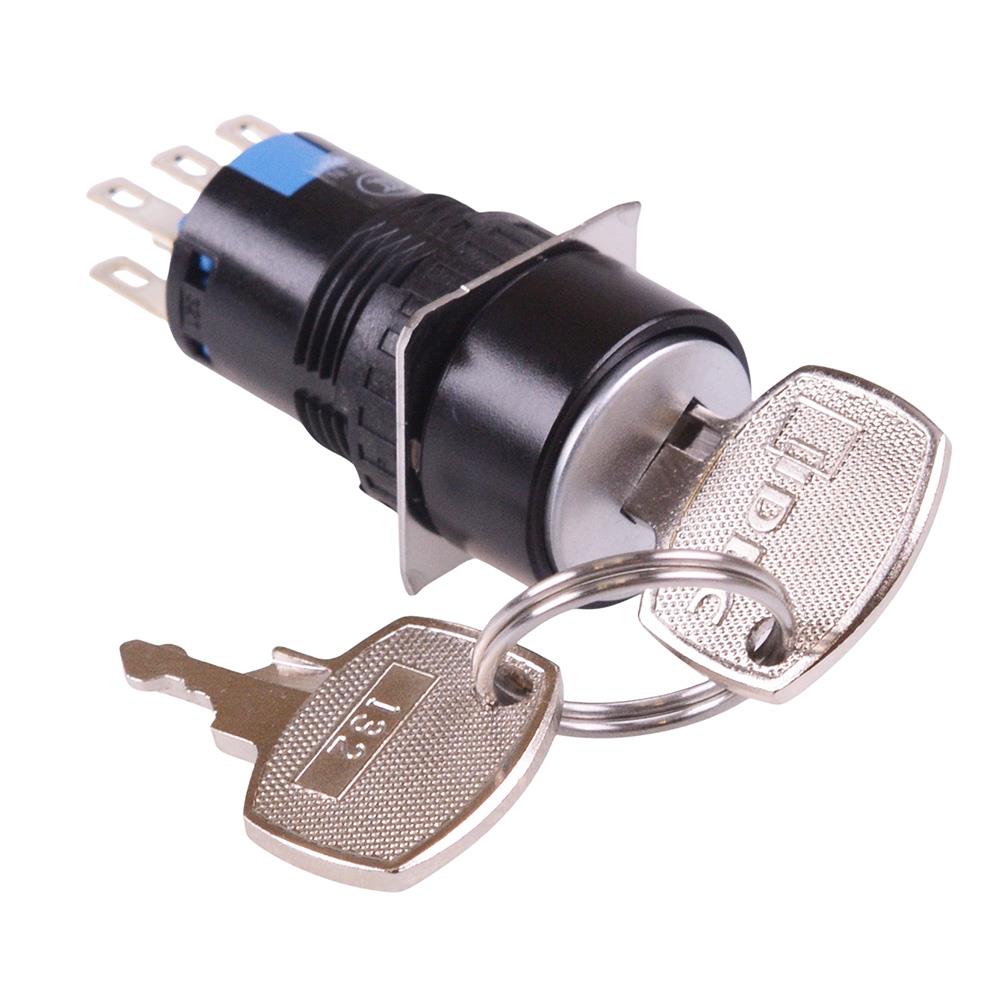 AS6M-21KT2PBC 2 Position 16mm Momentary Key Switch DPDT IDEC — Switch ...
