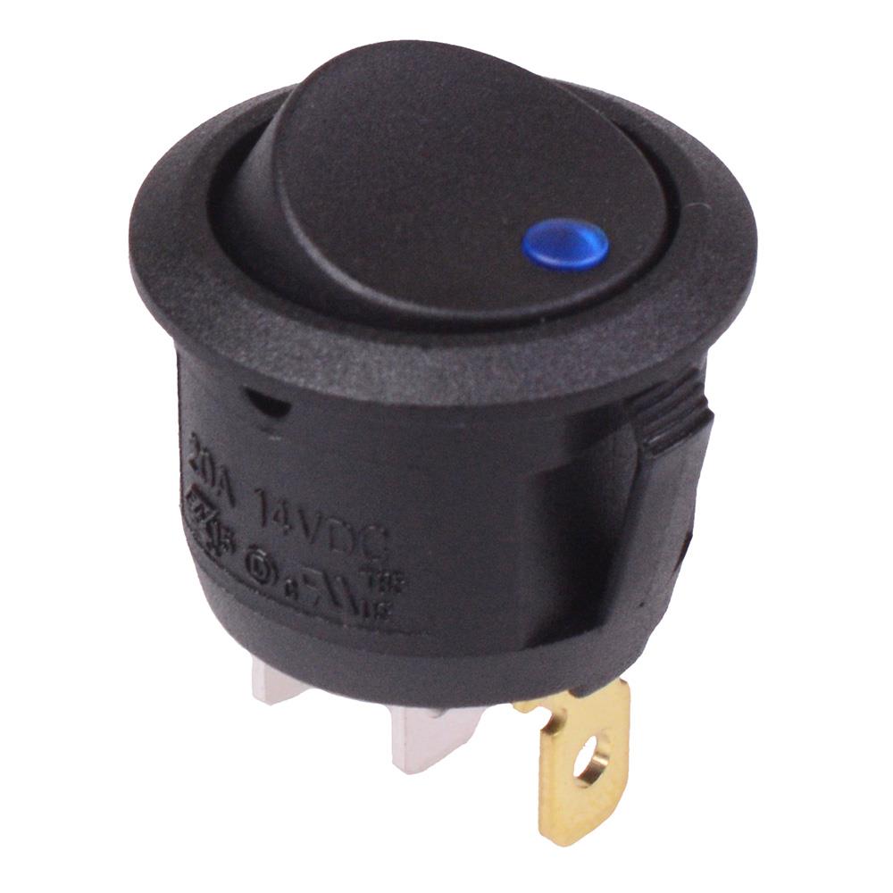 Blue LED Round Rocker Switch SPST 12V 20A R13-112B2-02 — Switch ...