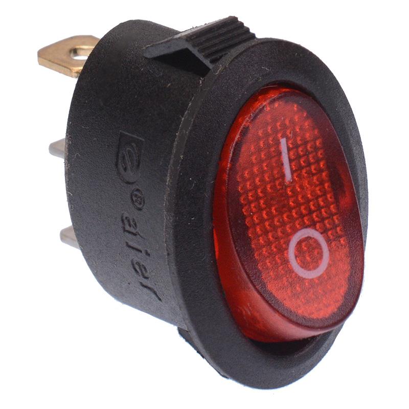 Red illuminated On-Off Oval Rocker Switch SPST 230V — Switch ...