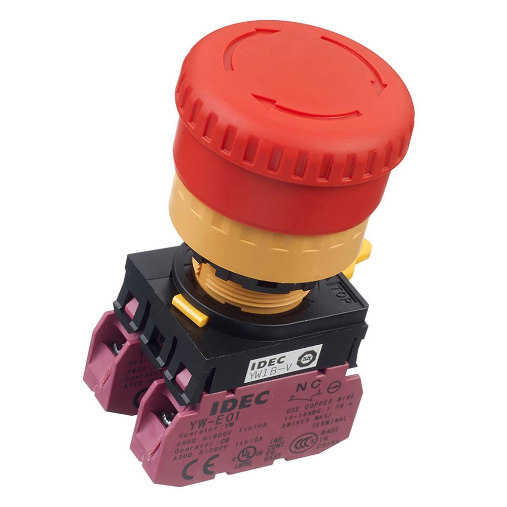 YW1B-V4E02R 22mm Emergency Stop Switch SPST 2NC IDEC — Switch ...