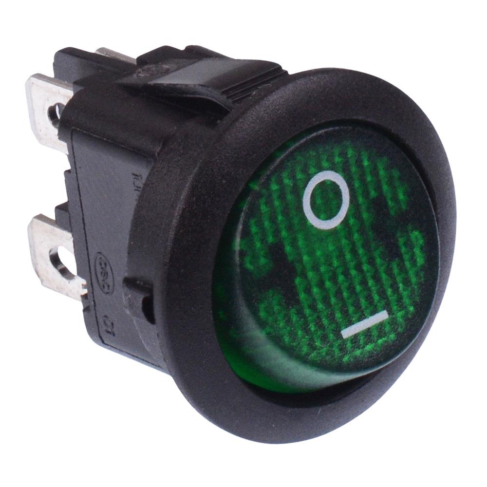 Green On-Off 230V illuminated Round Rocker Switch DPST 10A — Switch ...
