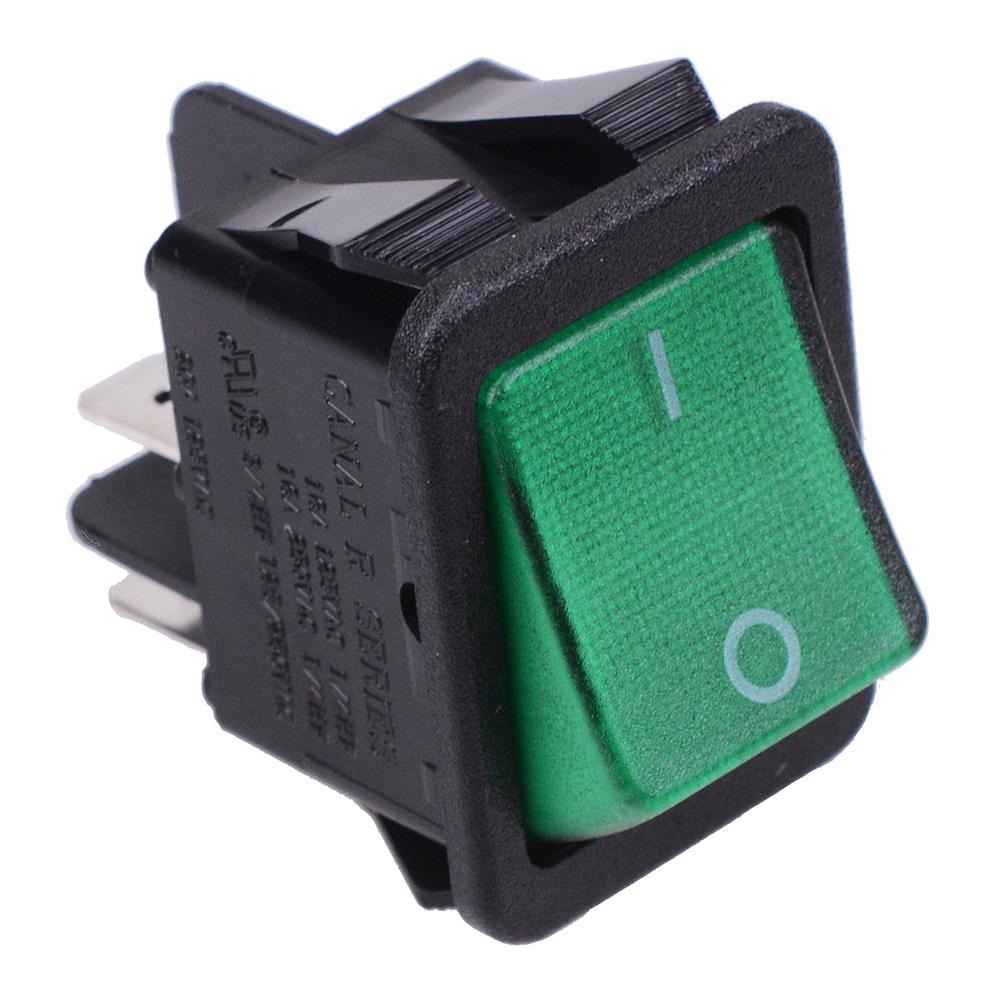 Green illuminated 230V Rectangle Rocker Switch DPST 16A — Switch ...