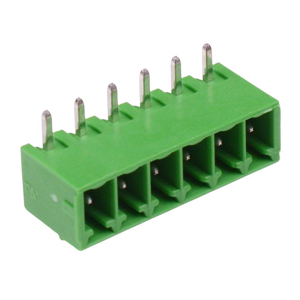 6-Way 3.81mm Horizontal PCB Header Closed Ends Green 10A 300V — Switch ...