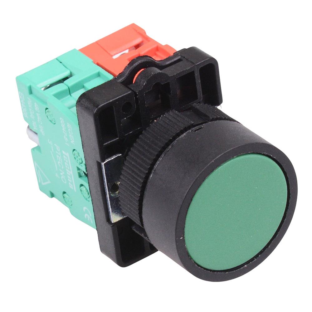 Techna PtecPNGreen Green Flush Push Button Switch 10A 1NO-1NC — Switch ...
