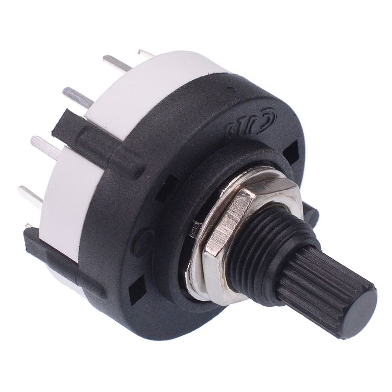 2 Pole 6 Way Rotary Switch Splined Shaft PCB Terminals — Switch ...