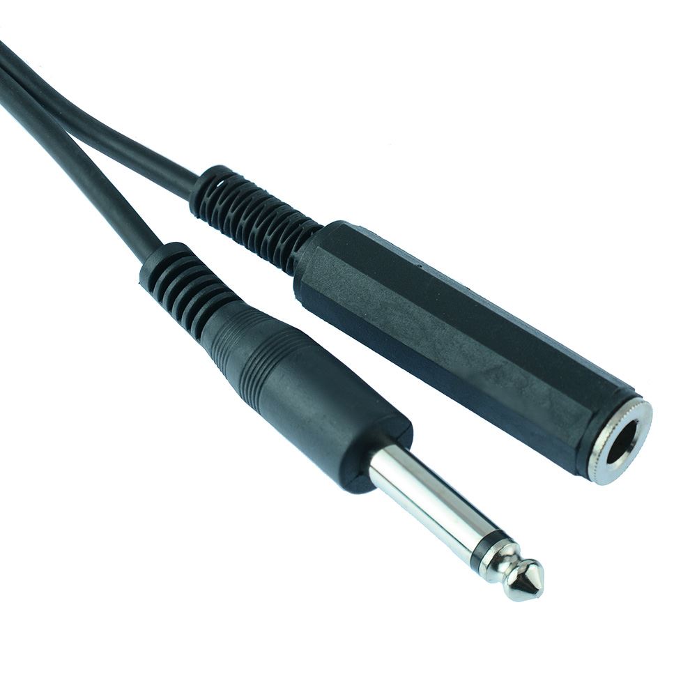 3m 6.35mm Mono Male Plug to Female Socket Extension Cable Lead — Switch ...
