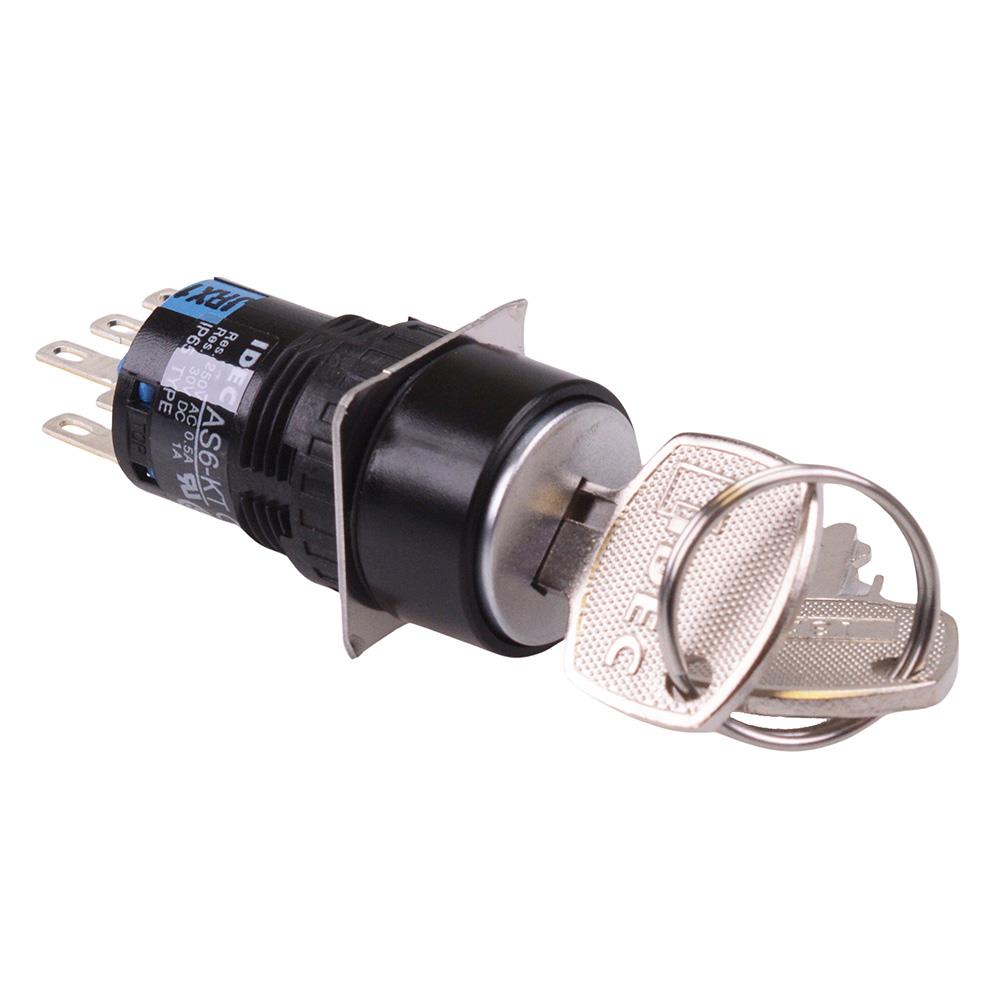 AS6M-2KT2PAC 2 Position 16mm Latching Key Switch DPDT IDEC — Switch ...