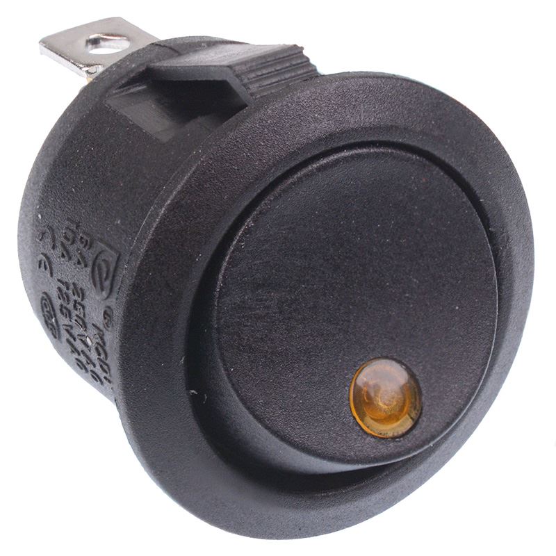 Yellow illuminated Dot On-Off Round Rocker Switch 12V SPST — Switch ...