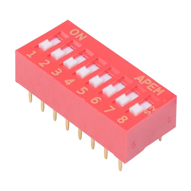NDSR-08-V 8 Way Recessed Actuator DIP Switch SPST APEM — Switch Electronics | Your One Stop ...