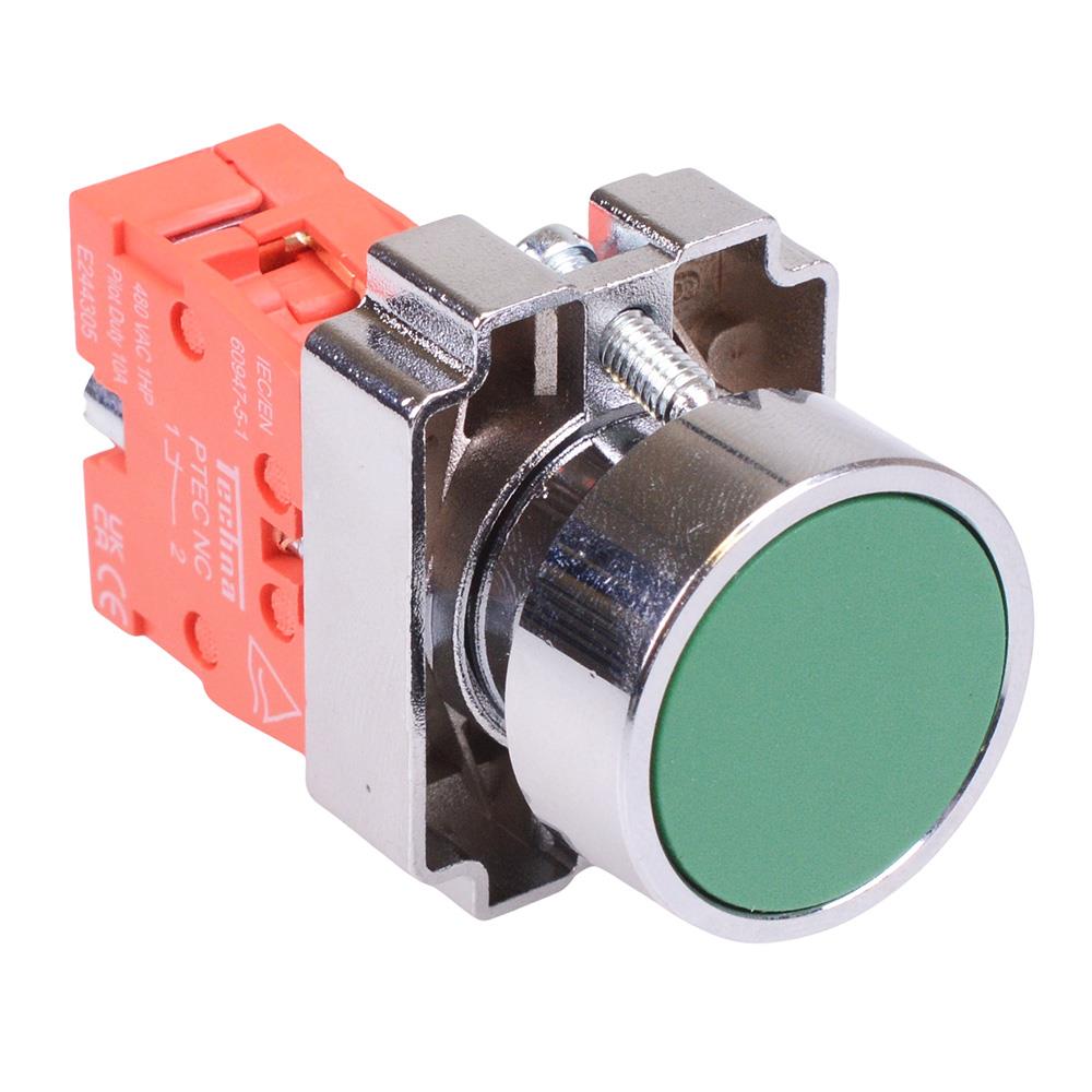Techna PtecMetPNGreen Green Flush Push Button Switch Metal 10A 1NC ...
