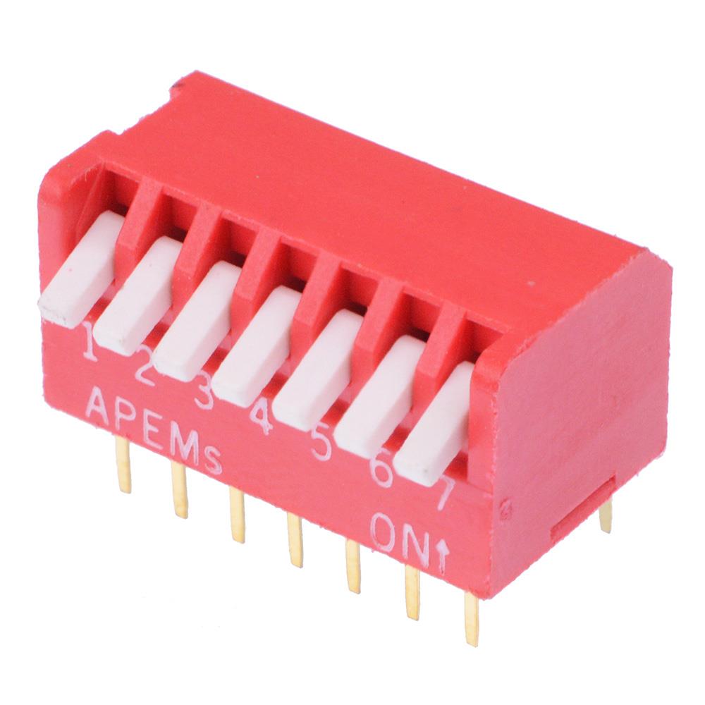DPL07U APEM 7-Way Long Piano DIP Switch 2.54mm SPST — Switch Electronics | Your One Stop ...