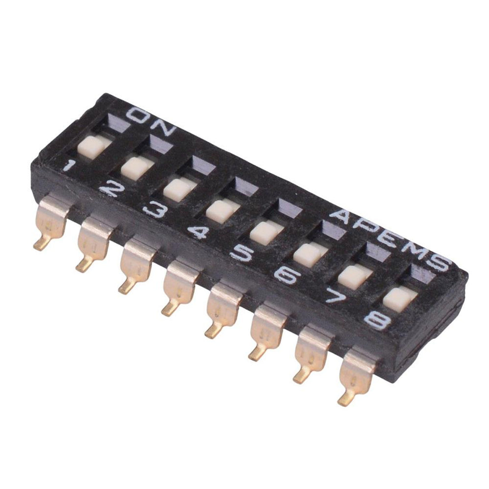 DMR08TV 8-Way Surface Mount 2.54mm DIP Switch SPST APEM — Switch Electronics | Your One Stop ...