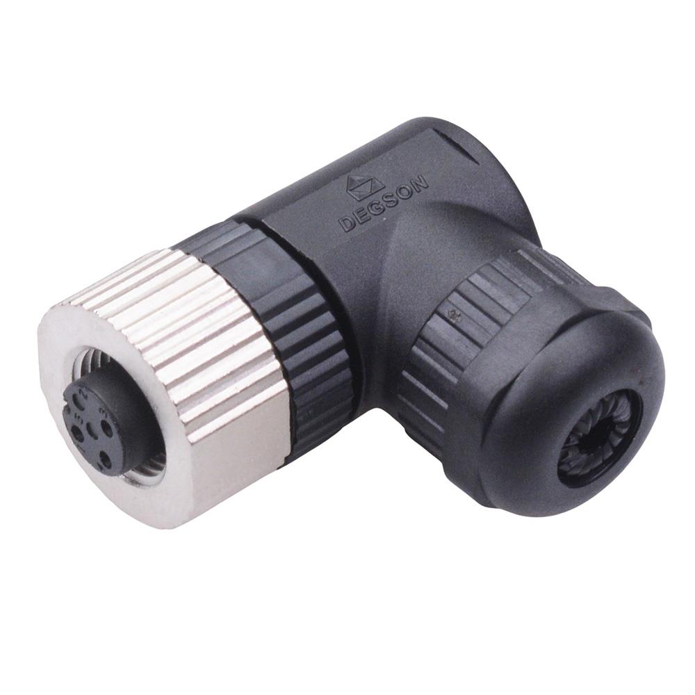 3 Way M12 Right Angle Female Industrial Circular Connector IP67 4A 250 ...