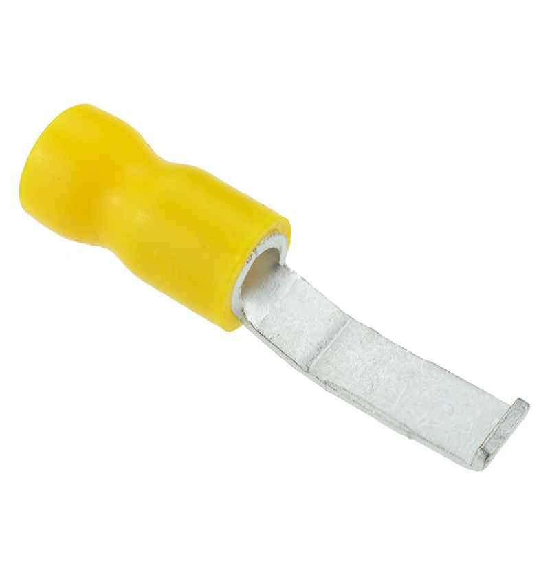 Yellow 4.6mm Hooked Blade Crimp Connector (Pack of 100) — Switch ...