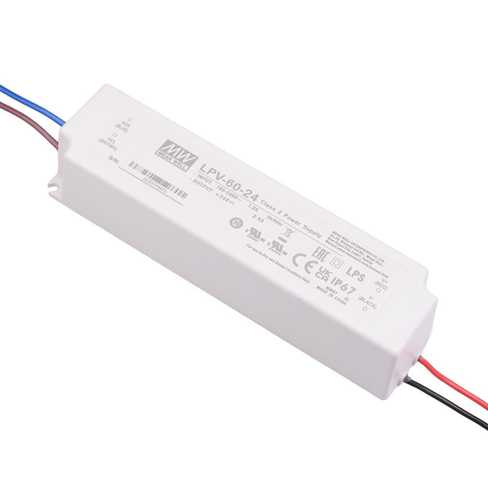 LPV-60-24 60W 24V LED Driver Power Supply IP67 Mean Well — Switch ...