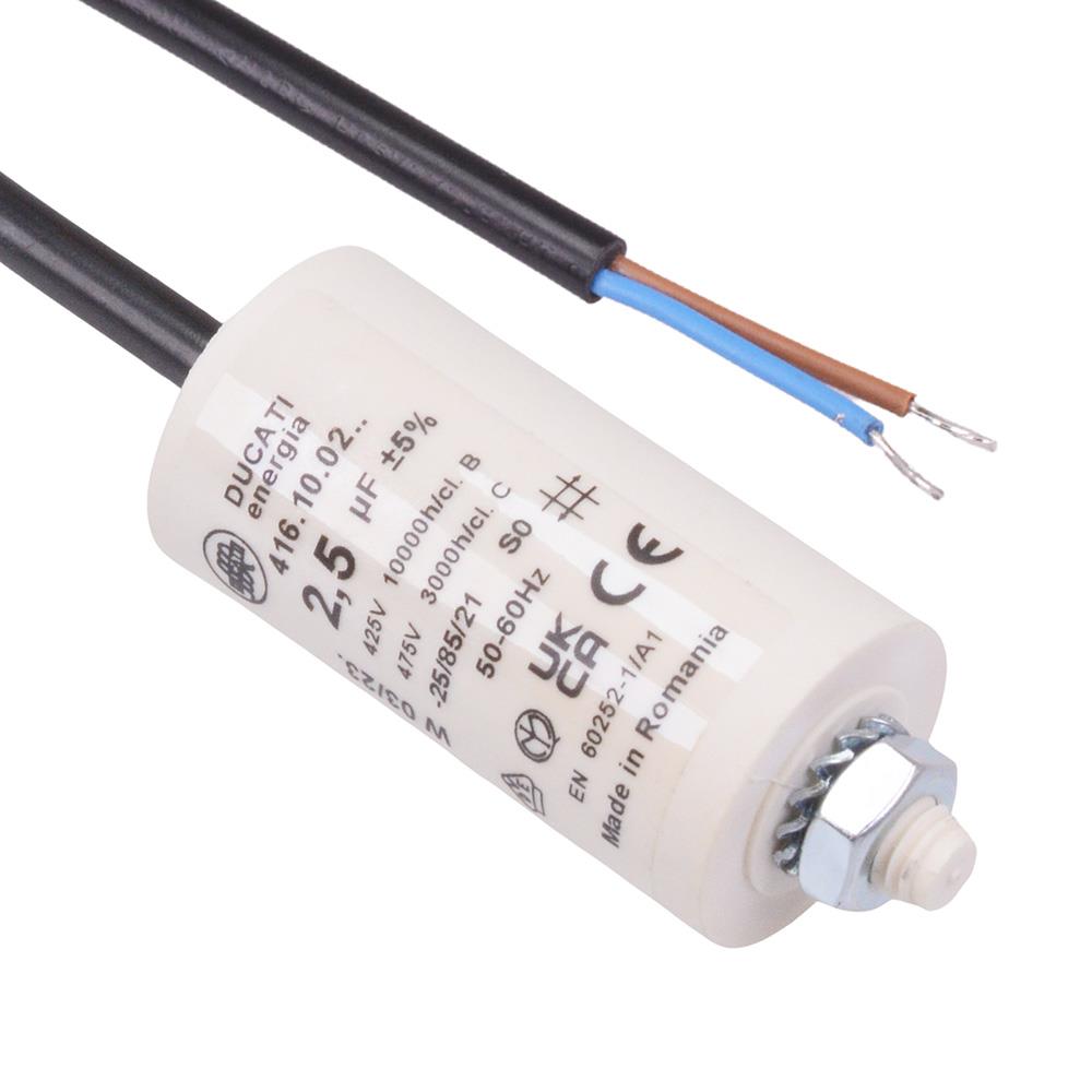 2.5uF Motor Run Prewired Capacitor Metallised Polypropylene 425V ...