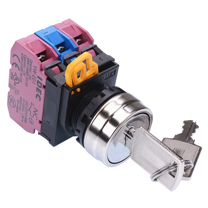 YW4K-2AE12 22mm Metal Bezel 2 Position Maintained Key Switch 1NO-2NC I ...