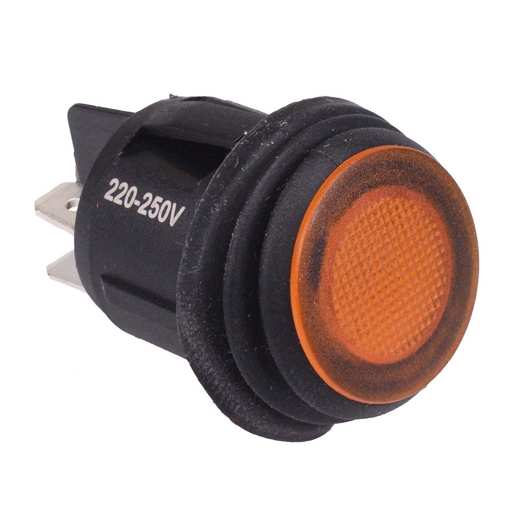 Yellow 230V illuminated Waterproof On-Off 20mm Round Rocker Switch DPS ...