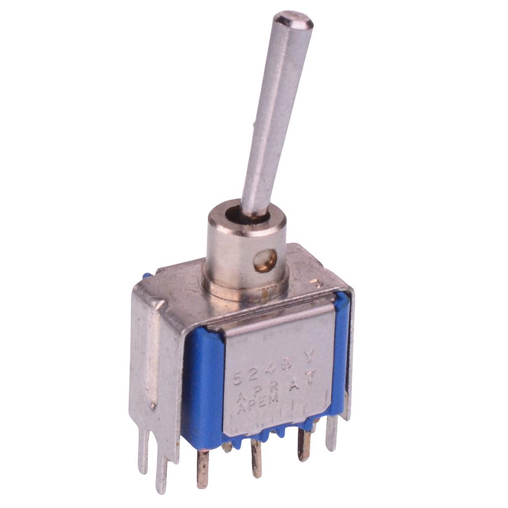 5246YAB23 APEM On-On Miniature PCB Toggle Switch DPDT 4A 30VDC — Switch ...