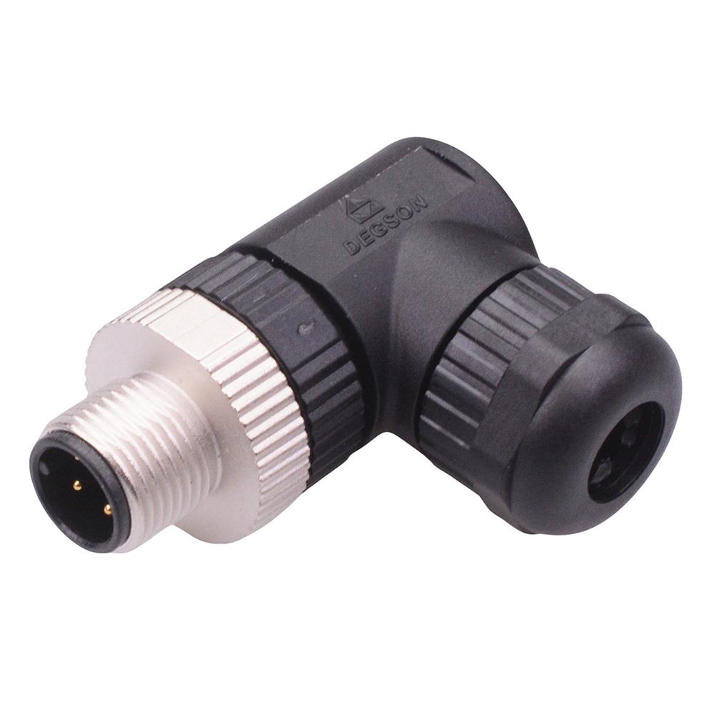 4 Way M12 Right Angle Male Industrial Circular Connector IP67 4A 250V ...