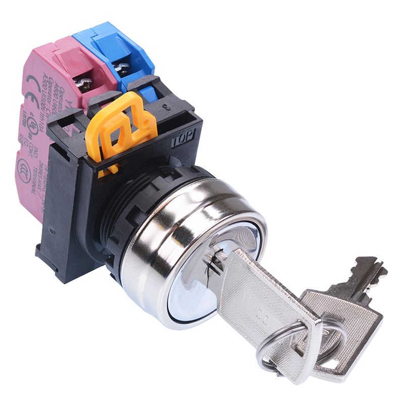 YW4K-3AE11N3 22mm Metal Bezel 3 Position Maintained Key Switch 1NO-1NC — Switch Electronics ...