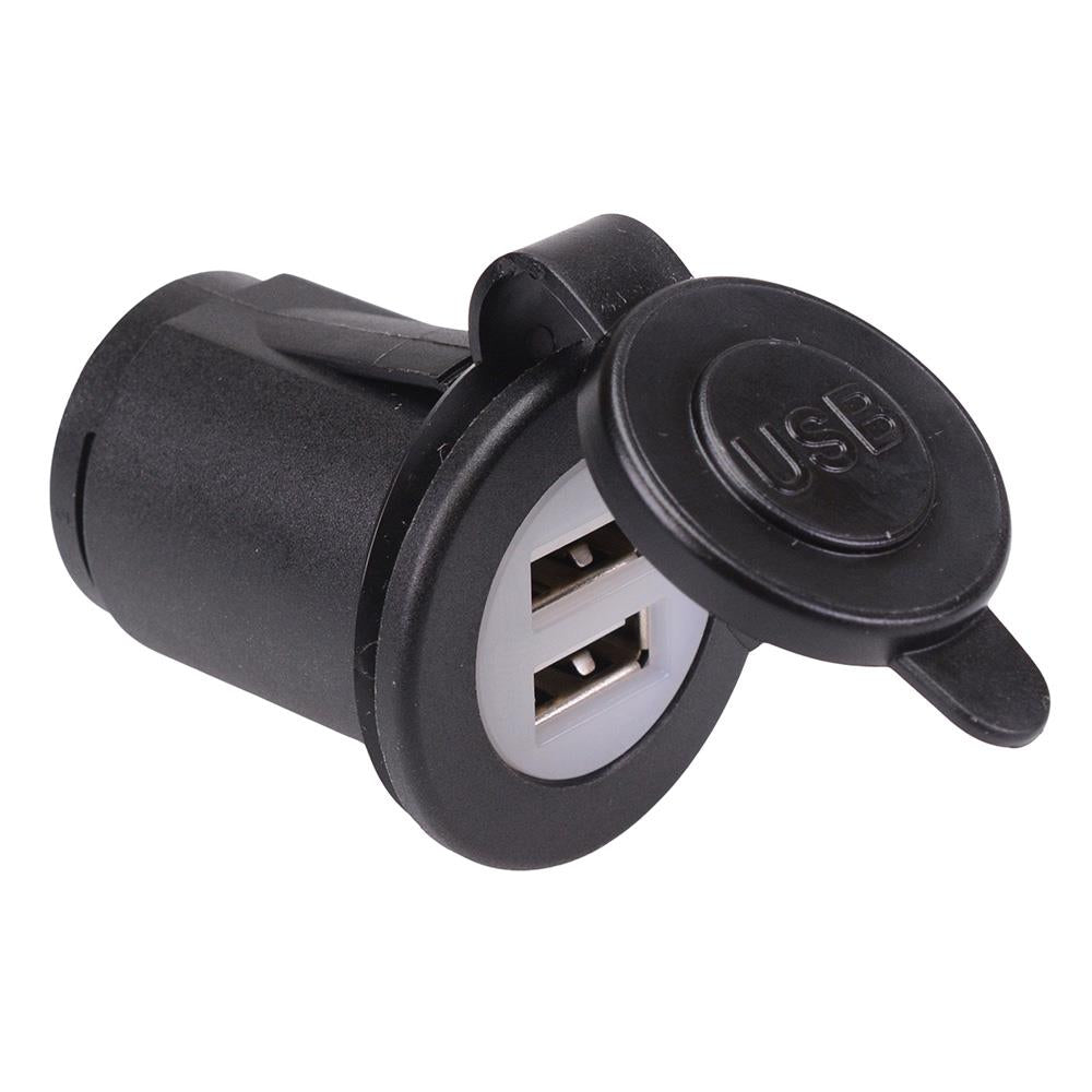 Dual USB-A 5V 2.1A Panel Mount Socket with LED A13-204B-BB3 — Switch ...