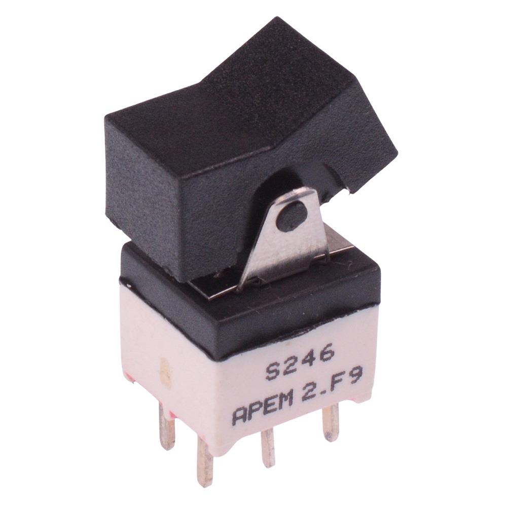 Sw232cd 6 Apem Black On On Momentary Washable Pcb Miniature Toggle S — Switch Electronics