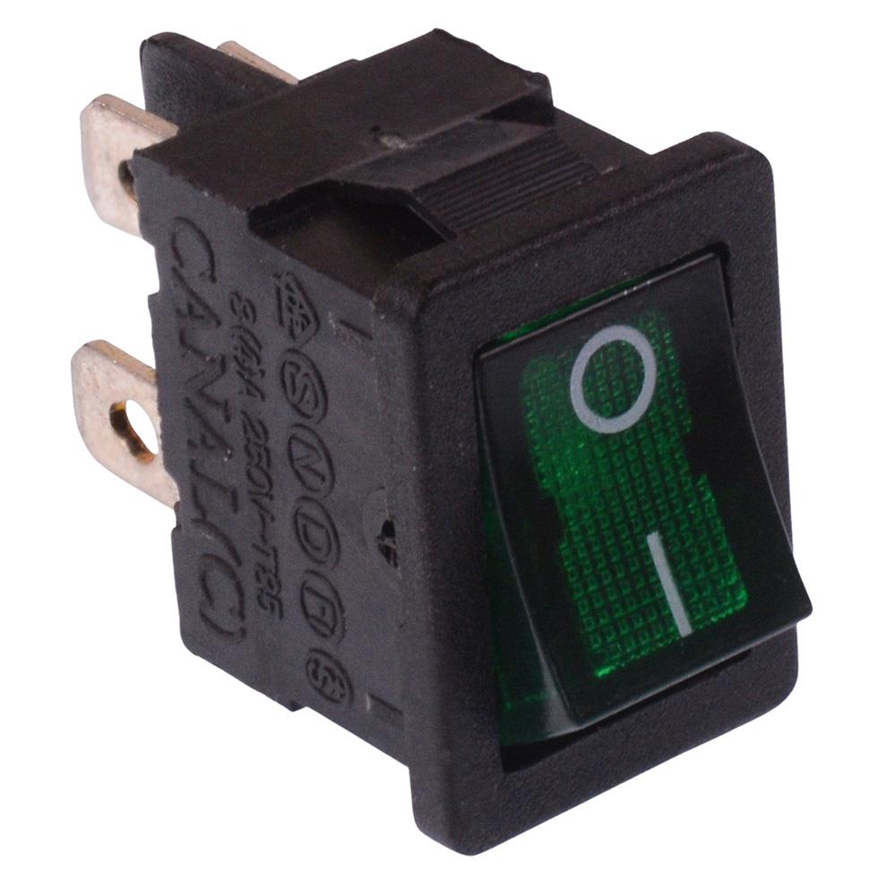 Green On-Off 110V illuminated Rectangle Rocker Switch DPST 10A — Switch ...
