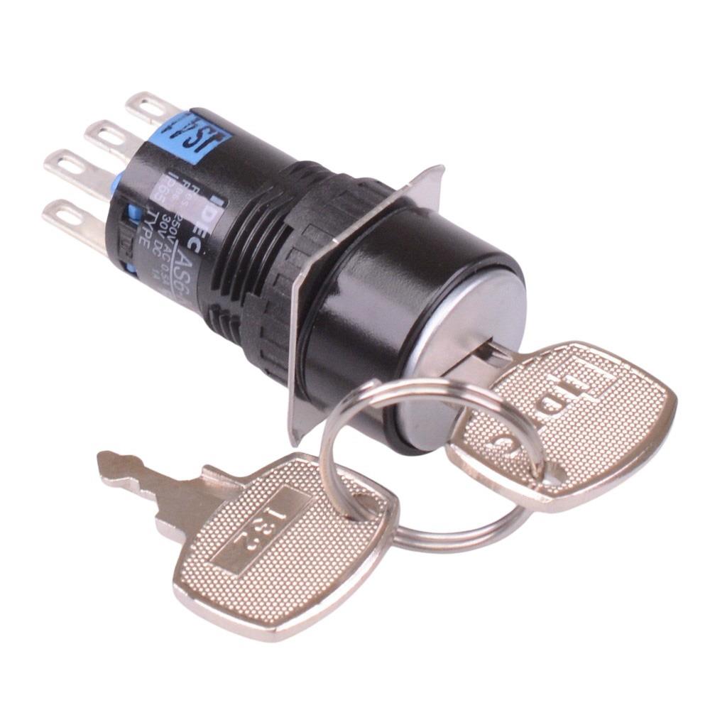 AS6M-33KT2PDC 3 Position 16mm Momentary Key Switch DPDT IDEC — Switch ...
