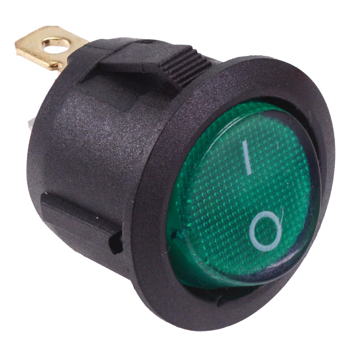 Green On-Off illuminated Round Rocker Switch SPST 230V — Switch ...