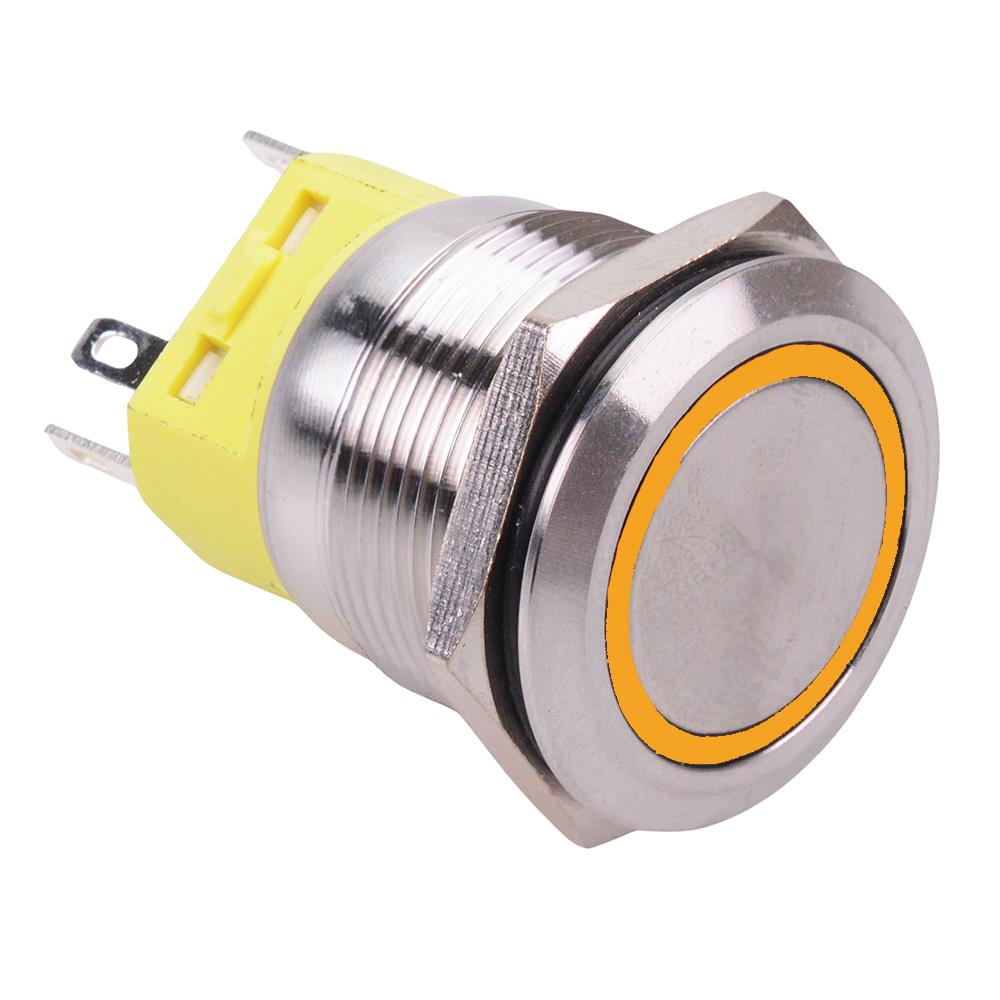 Yellow LED On-(On) Momentary 22mm Vandal Resistant Push Button Switch ...