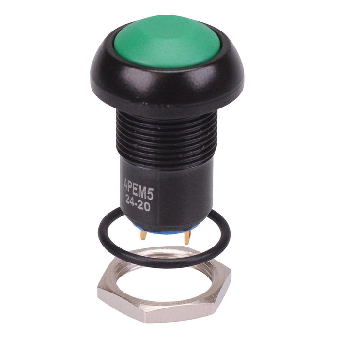 IPR1SAD3 Green Latching 12mm Push Button Switch SPST IP67 APEM — Switch ...