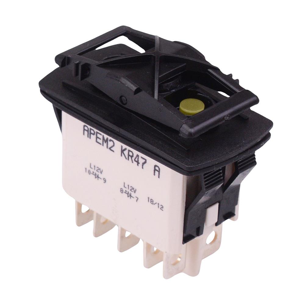 KR47CAKFFG (On)-Off-(On) Auto Rocker Switch Yellow 12V illuminated DPD ...