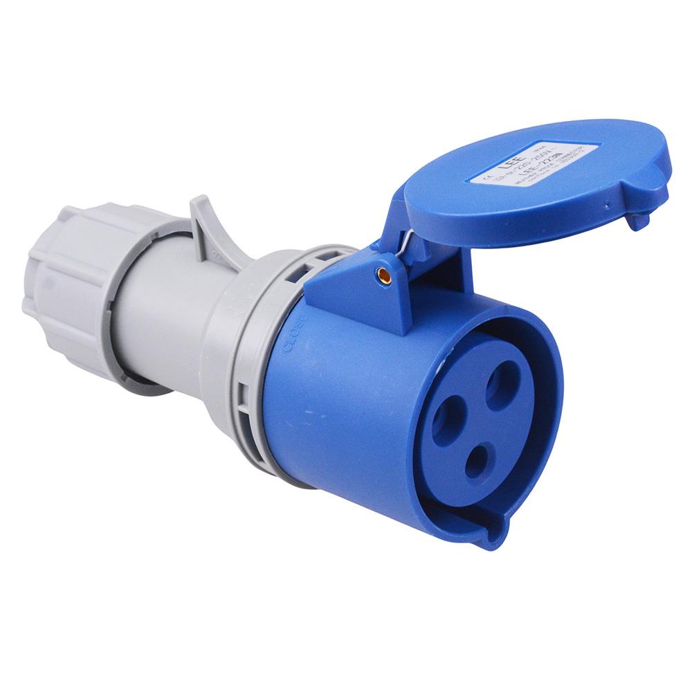 Blue 32A 230V 2P+E Industrial Inline Socket IP44 — Switch Electronics ...