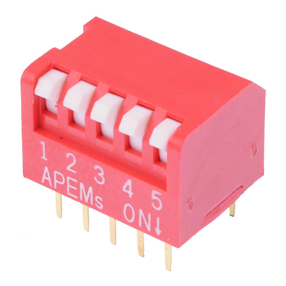 NDP05V APEM 5-Way Piano DIP Switch SPST — Switch Electronics | Your One Stop Component Shop