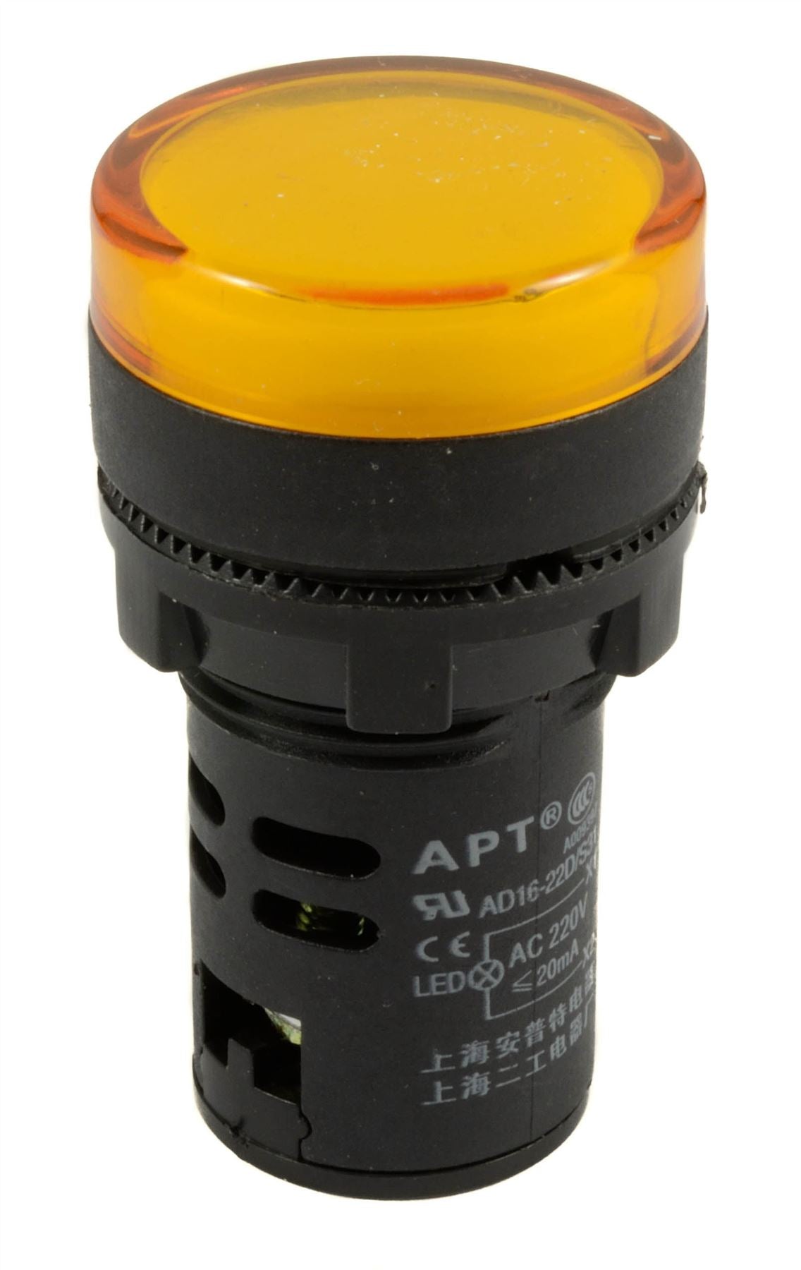 Yellow 22mm LED Pilot Indicator Light 220V — Switch Electronics | Your ...