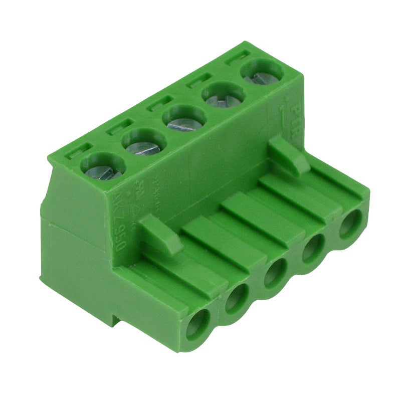 5-Way 5.08mm Right Angle Pluggable Terminal Block Green 15A 300V ...