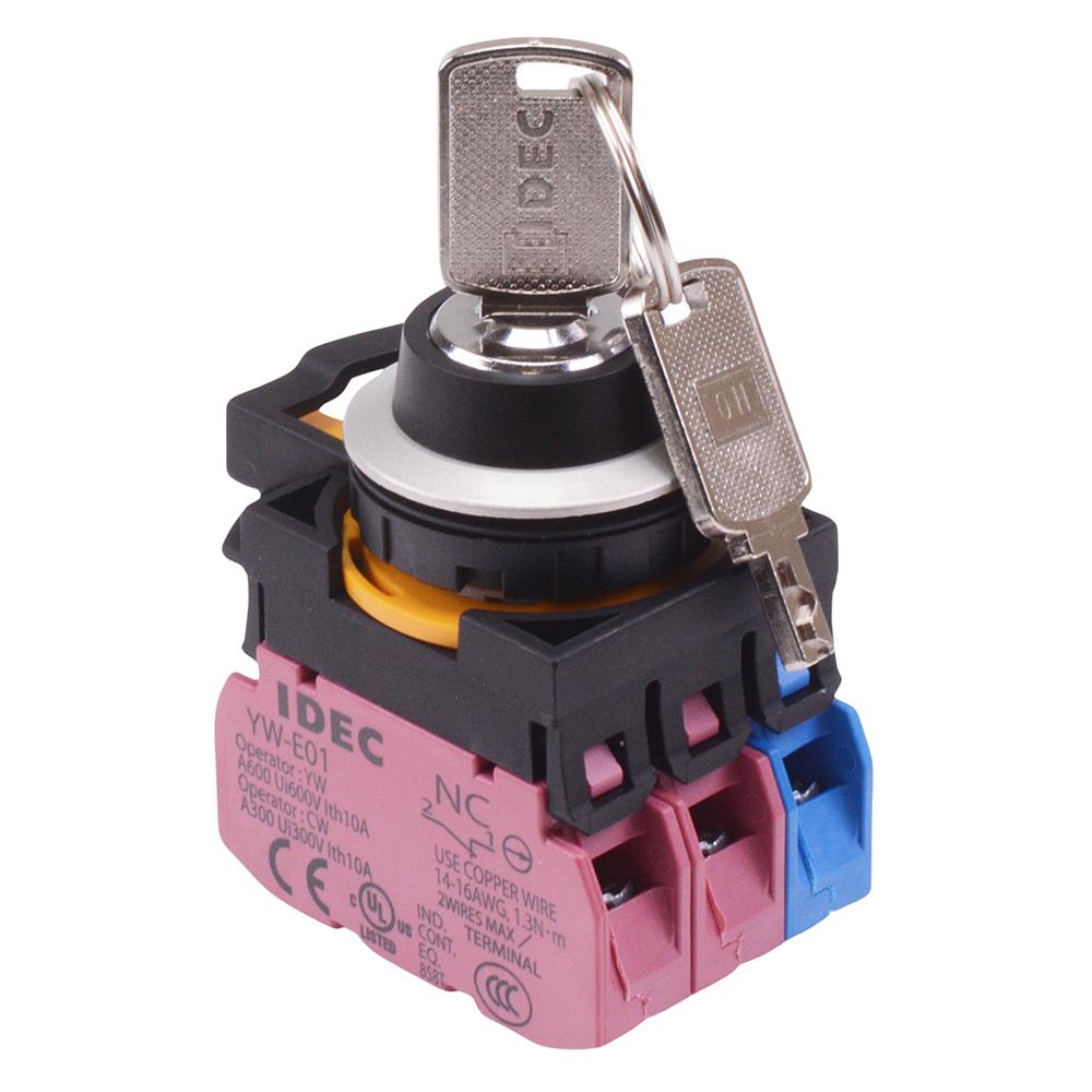 CW4K-2AE12 2 Position Metallic Maintained Key Switch 1NO-2NC IP65 IDEC ...