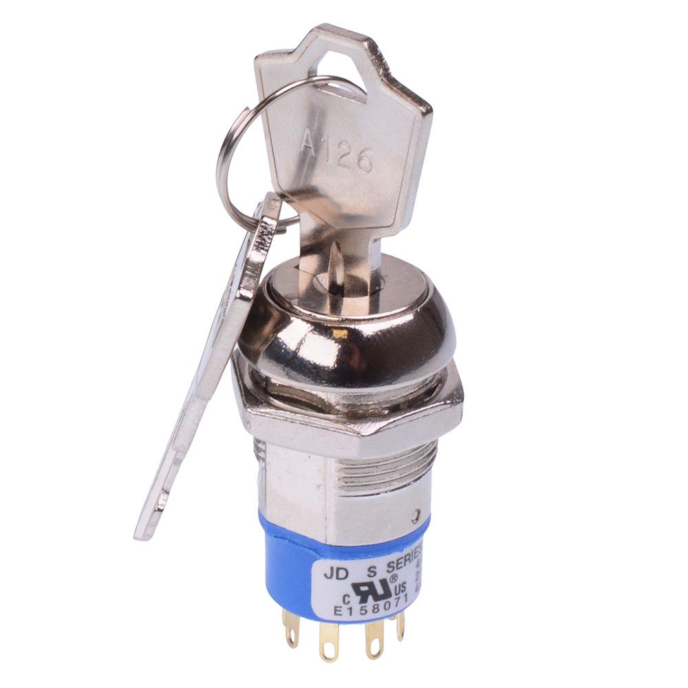 On-On-(On) Momentary 3 Way 19mm Key Switch DP3T 4A APEM LK5JNB126-N3 ...