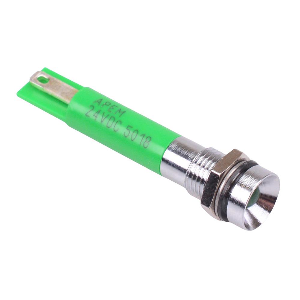 Q8R1CXXHG24E Hyper Bright Green Recessed 8mm 24VDC LED Panel Indicator ...