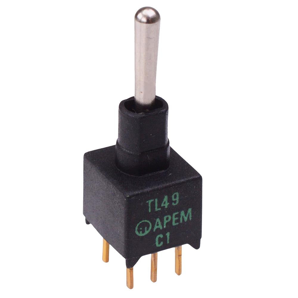 TL49P005200 APEM On-Off-On Subminiature Washable PCB Toggle Switch DPD ...