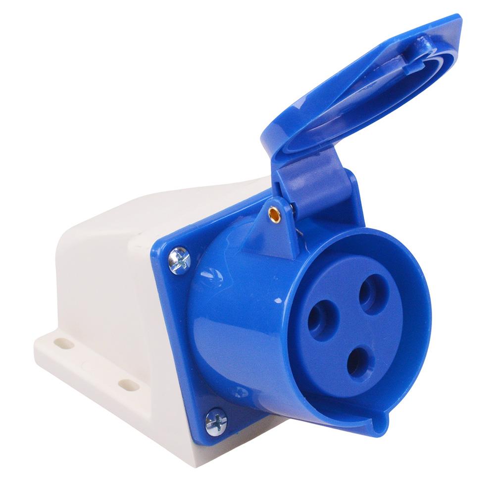 Blue 32A 230V 2P+E Industrial Surface Mount Socket IP44 — Switch ...