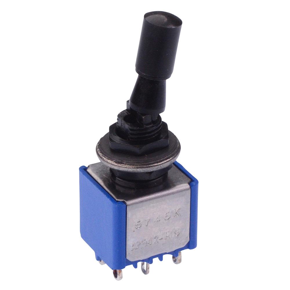 5746AGK2V APEM Black On-On Locking 6.35mm Miniature Toggle Switch DPDT ...
