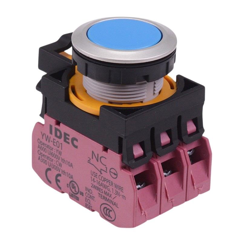 CW4B-A1E03S Blue Metallic Maintained Push Button Switch 3NC IP65 IDEC ...