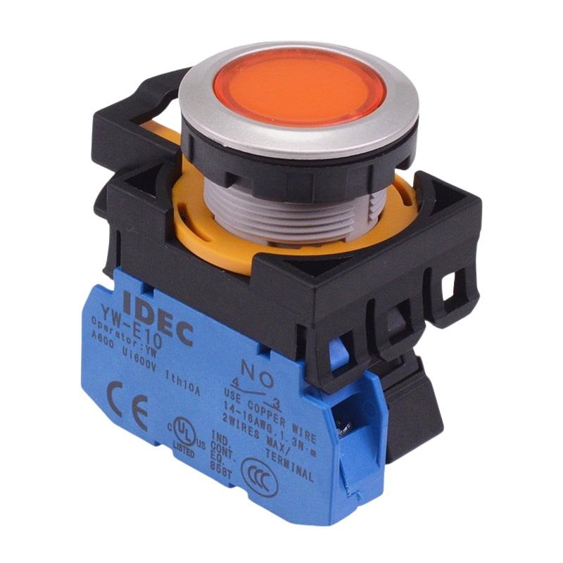 CW4L-A1E10Q4A Amber 24V illuminated Maintained Push Button Switch 1NO ...