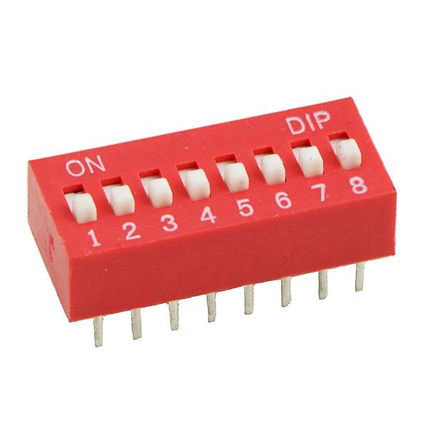 8-Way DIP DIL Red PCB Switch — Switch Electronics | Your One Stop ...