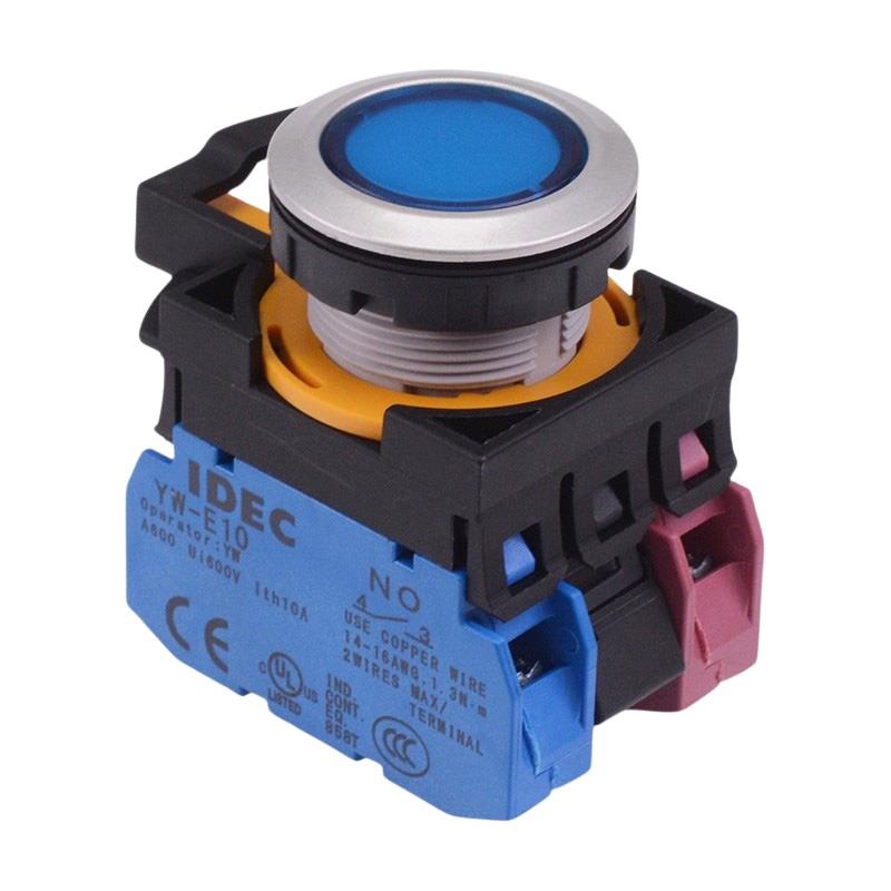 CW4L-M1E11Q3S Blue 12V illuminated Metallic Momentary Push Button Swit ...