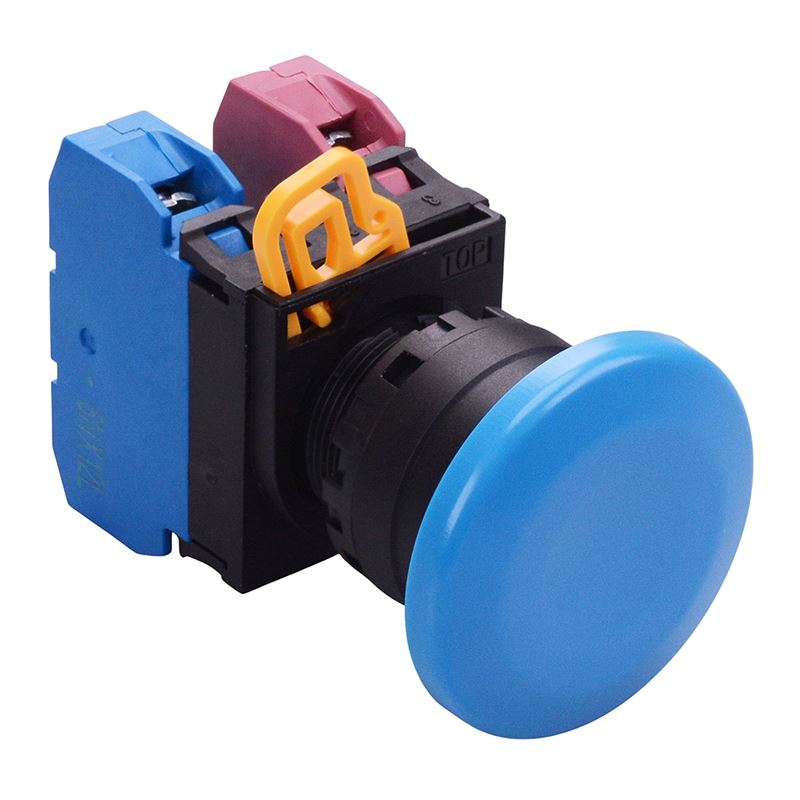 YW1B-M4E11S Blue 22mm Mushroom Momentary Push Button Switch 1NO-1NC IP — Switch Electronics ...