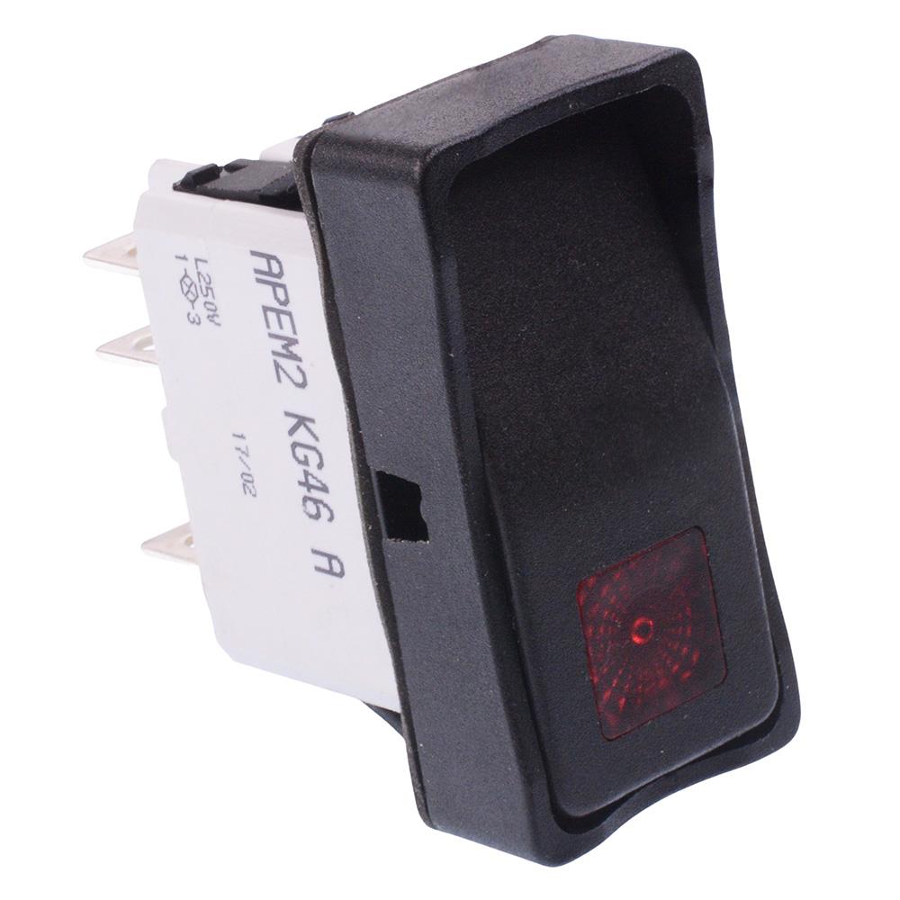 KG462A2XNB26X6 APEM On-On Red 250V illuminated Power Rocker Switch DPD ...
